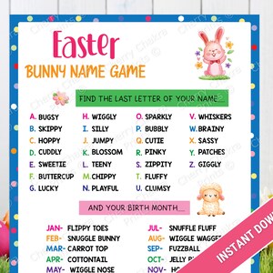 What's Your Bunny Name Game | Easter Name Game | Printable Easter Games ...