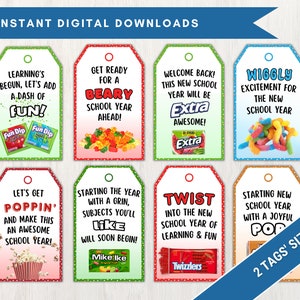Back to School Candy Gift Tags, First Day of School Gift Tags for ...
