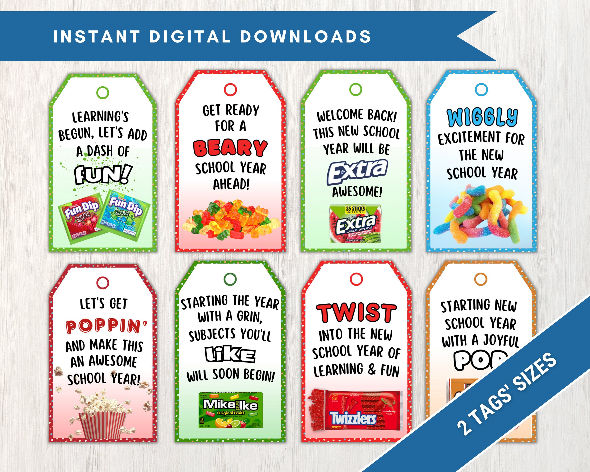 Back to School Candy Gift Tags, First Day of School Gift Tags for ...