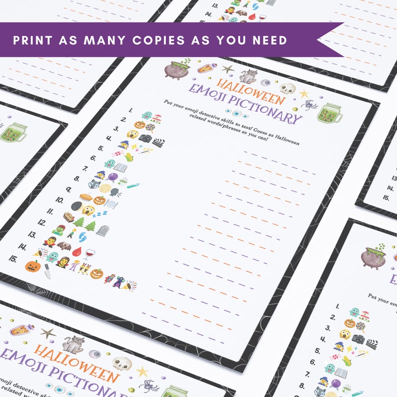 Halloween Emoji Pictionary Party Game, Halloween Printable Picture ...