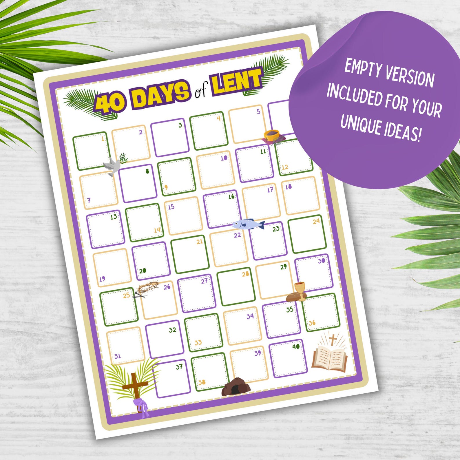 40 Days Lent Countdown Calendar, 40 Days of Prayer Lent, Kids Lenten ...