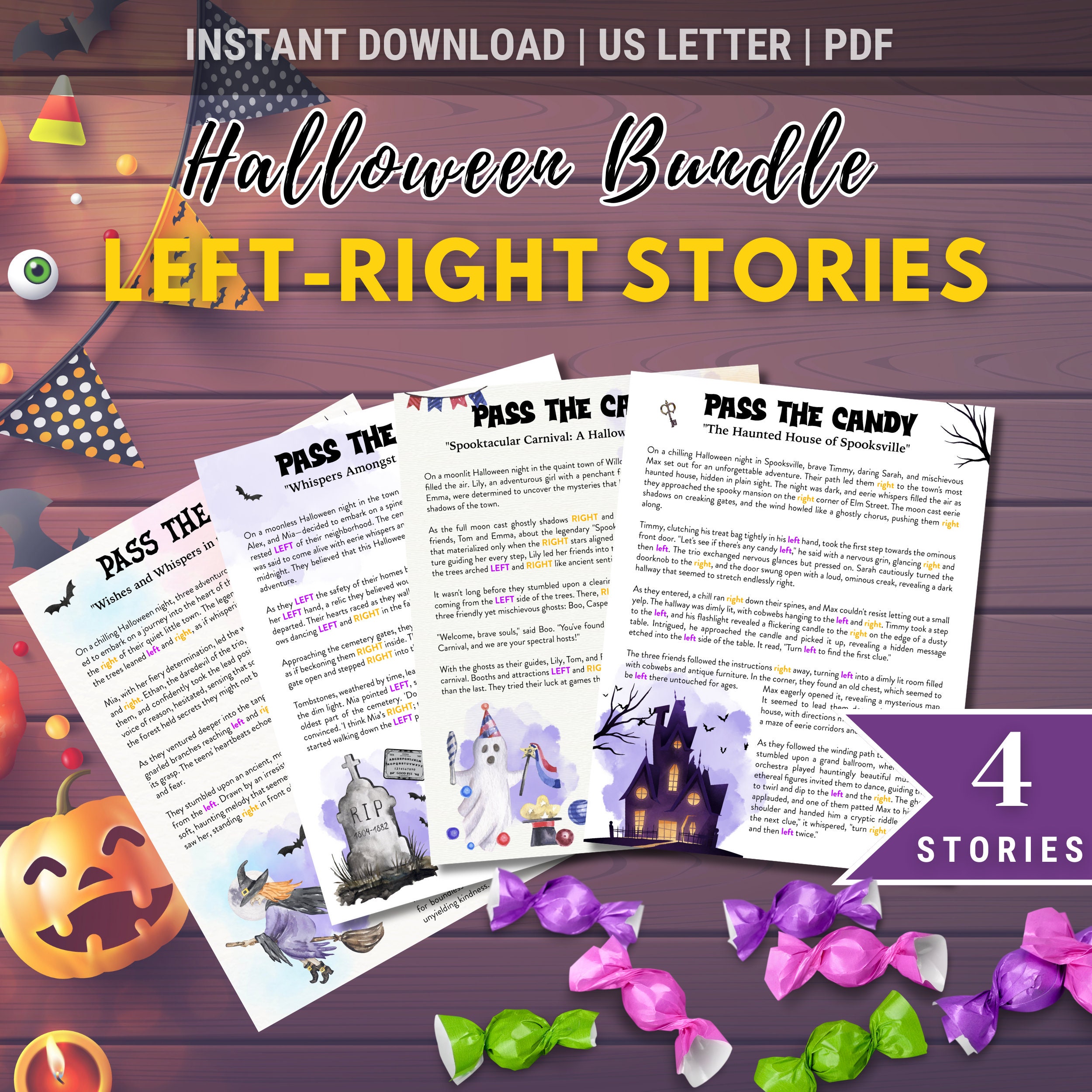 Halloween Left Right Game Bundle, Halloween Pass the Candy Game ...