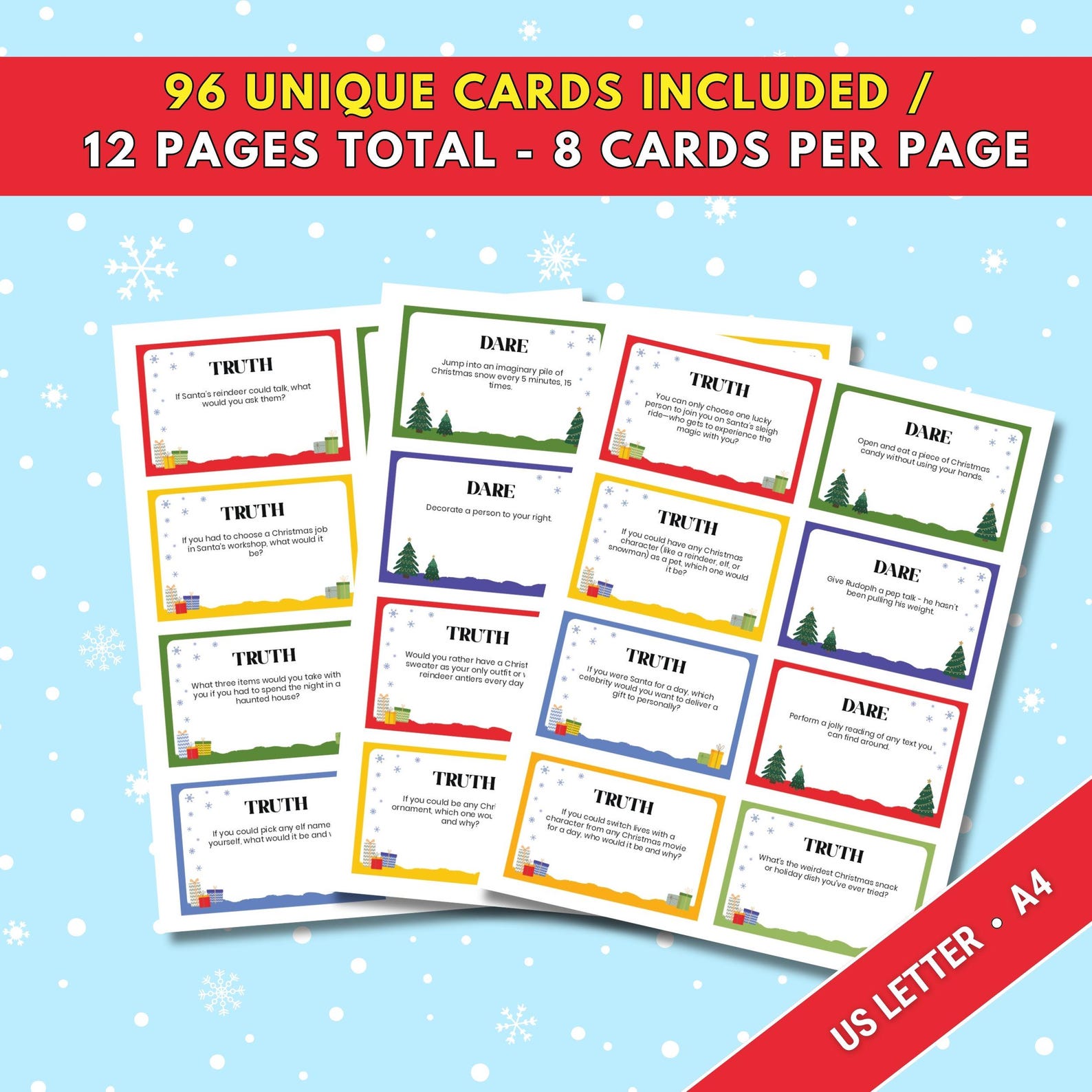 Christmas Truth or Dare Game, Printable Christmas Games, Fun Holiday ...