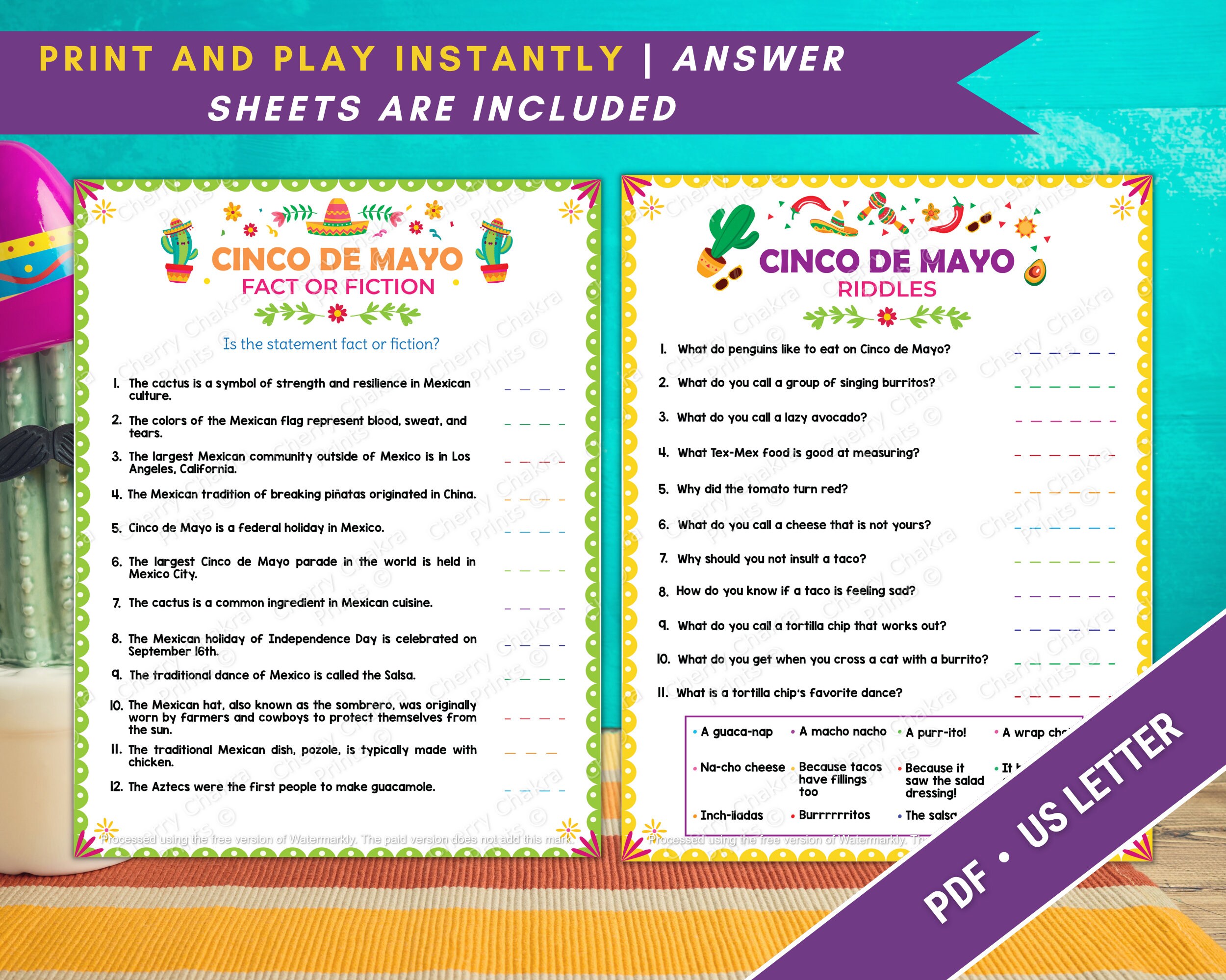 5 Cinco De Mayo Games Bundle, Printable Cinco De Mayo Fun Mexican Party ...