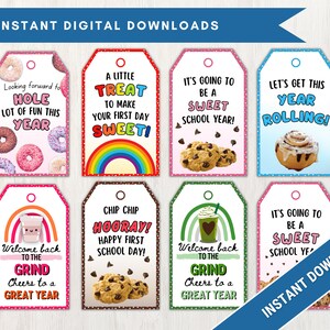 Back to School Candy Gift Tags, First Day of School Gift Tags for ...