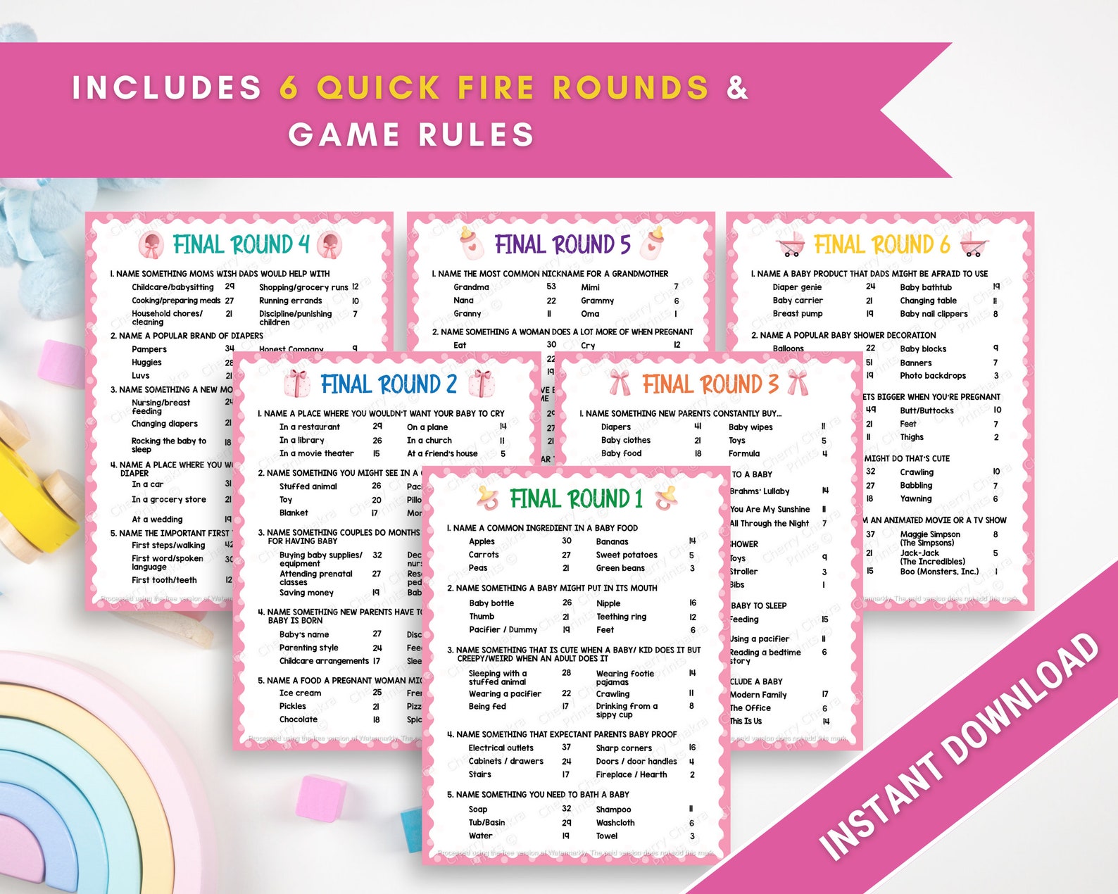 Fun Family-friendly Baby Shower Feud Game Pink - the Hilarious Party ...