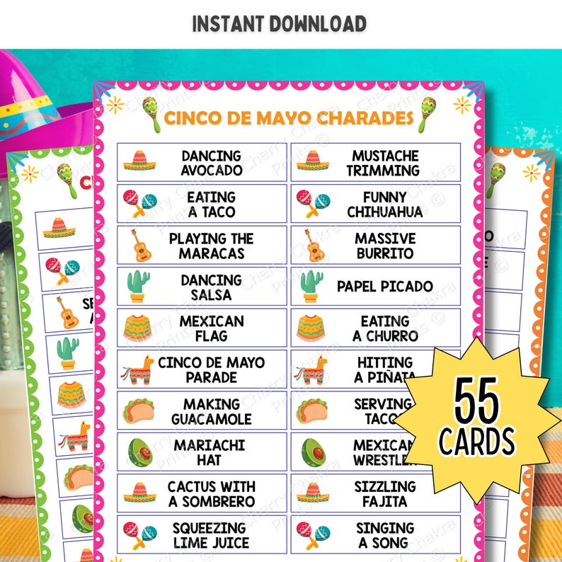 Cinco De Mayo Charades Game | Fun Cinco De Mayo Family Fiesta Party ...