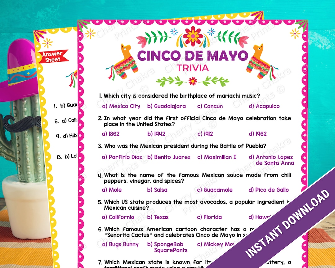 Cinco De Mayo Trivia Quiz Game | Cinco De Mayo Party Games for Family ...