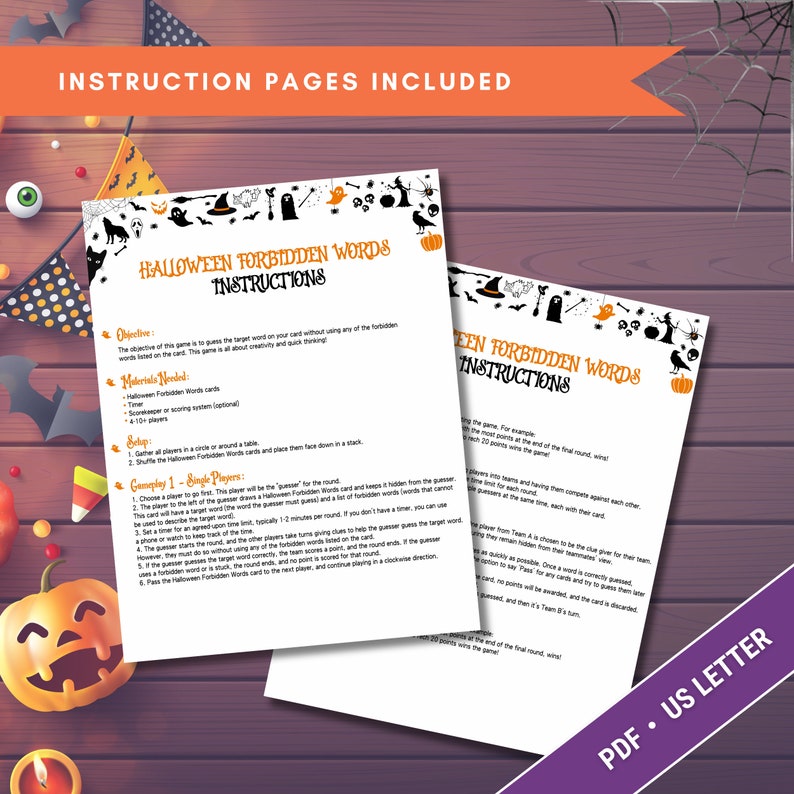 Halloween Forbidden Words Game Fun Halloween Party Group Game ...