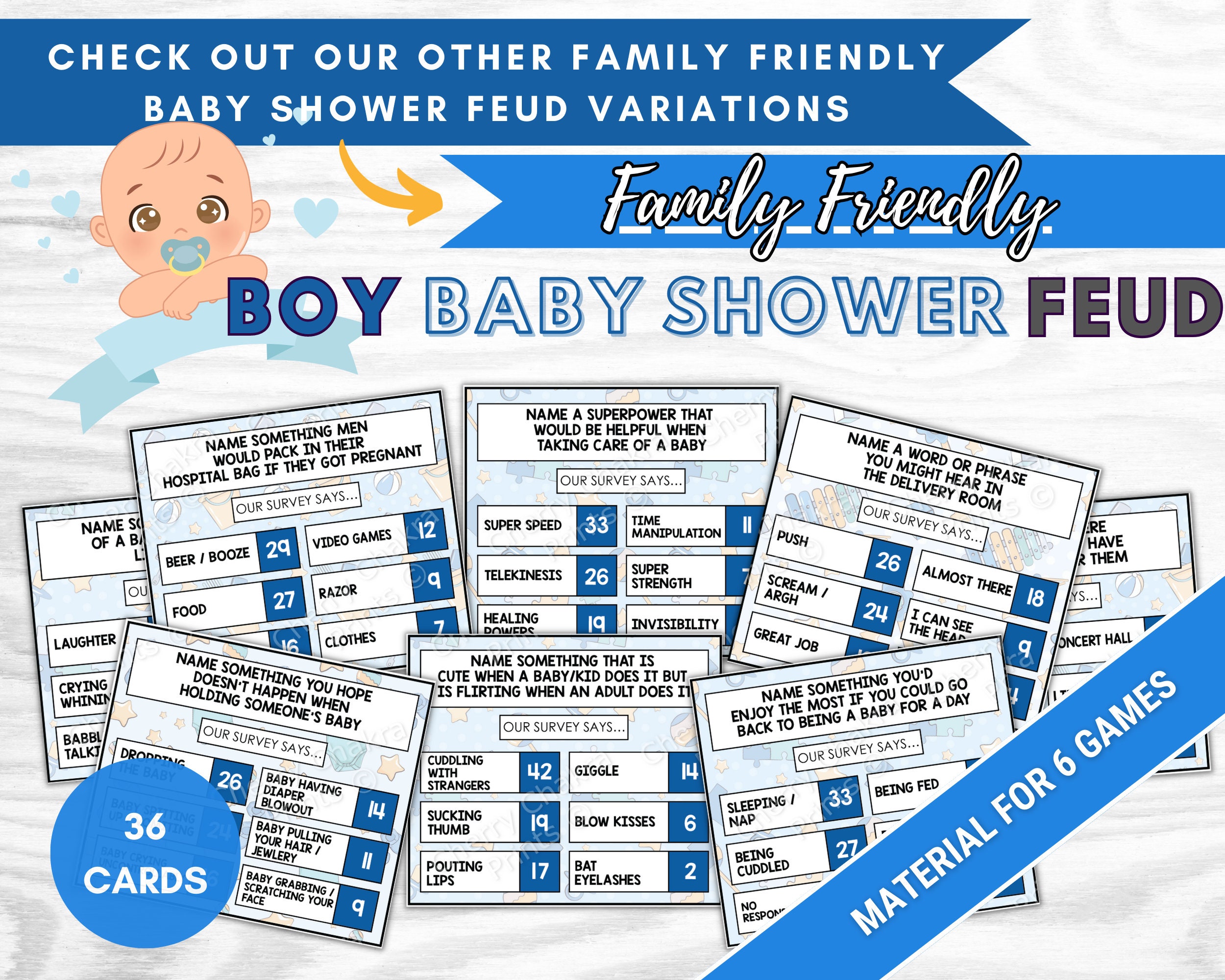 Fun Family-friendly Baby Shower Feud Game Pink - the Hilarious Party ...