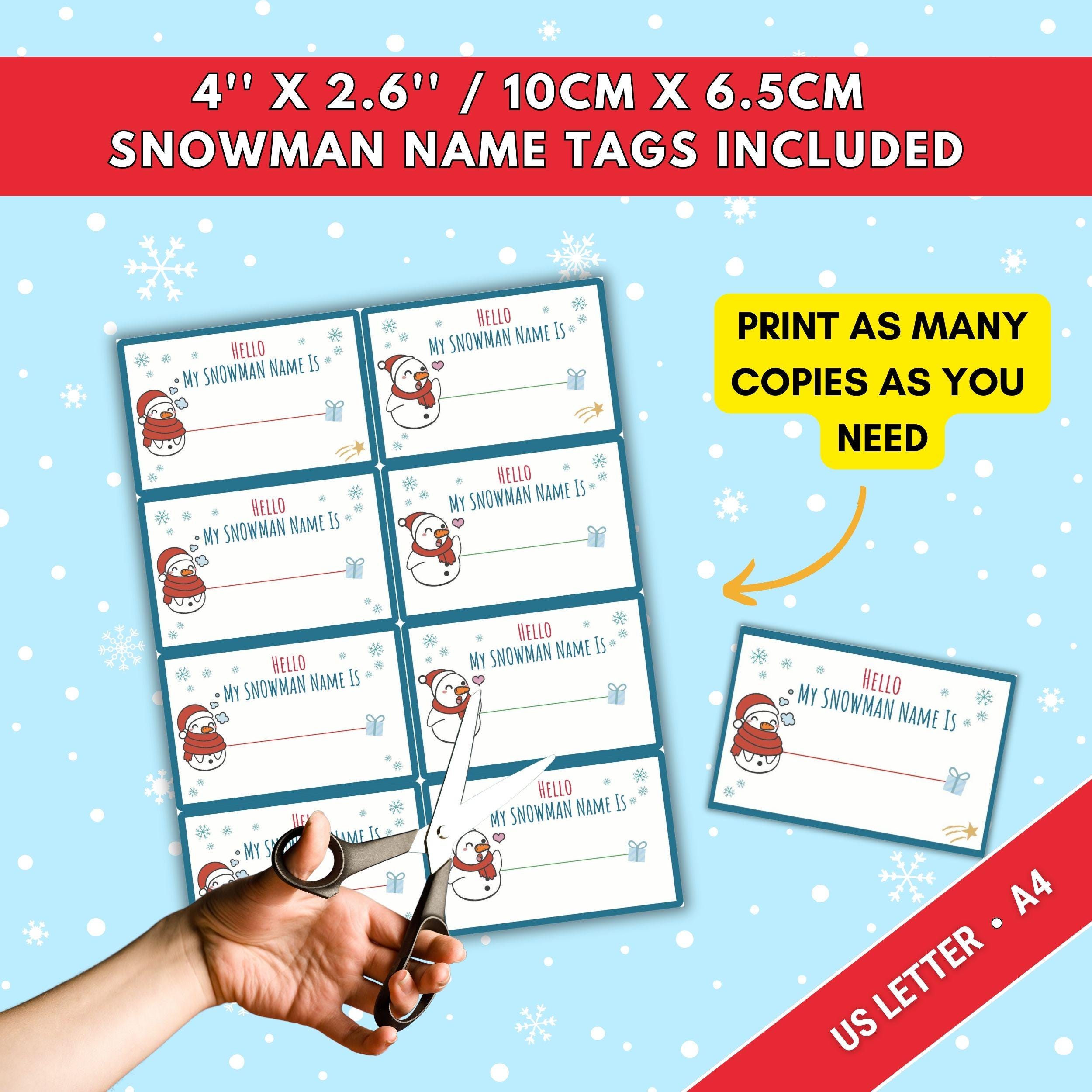 What's Your Snowman Name Game With Name Tags & Sign, Fun Christmas Kids ...