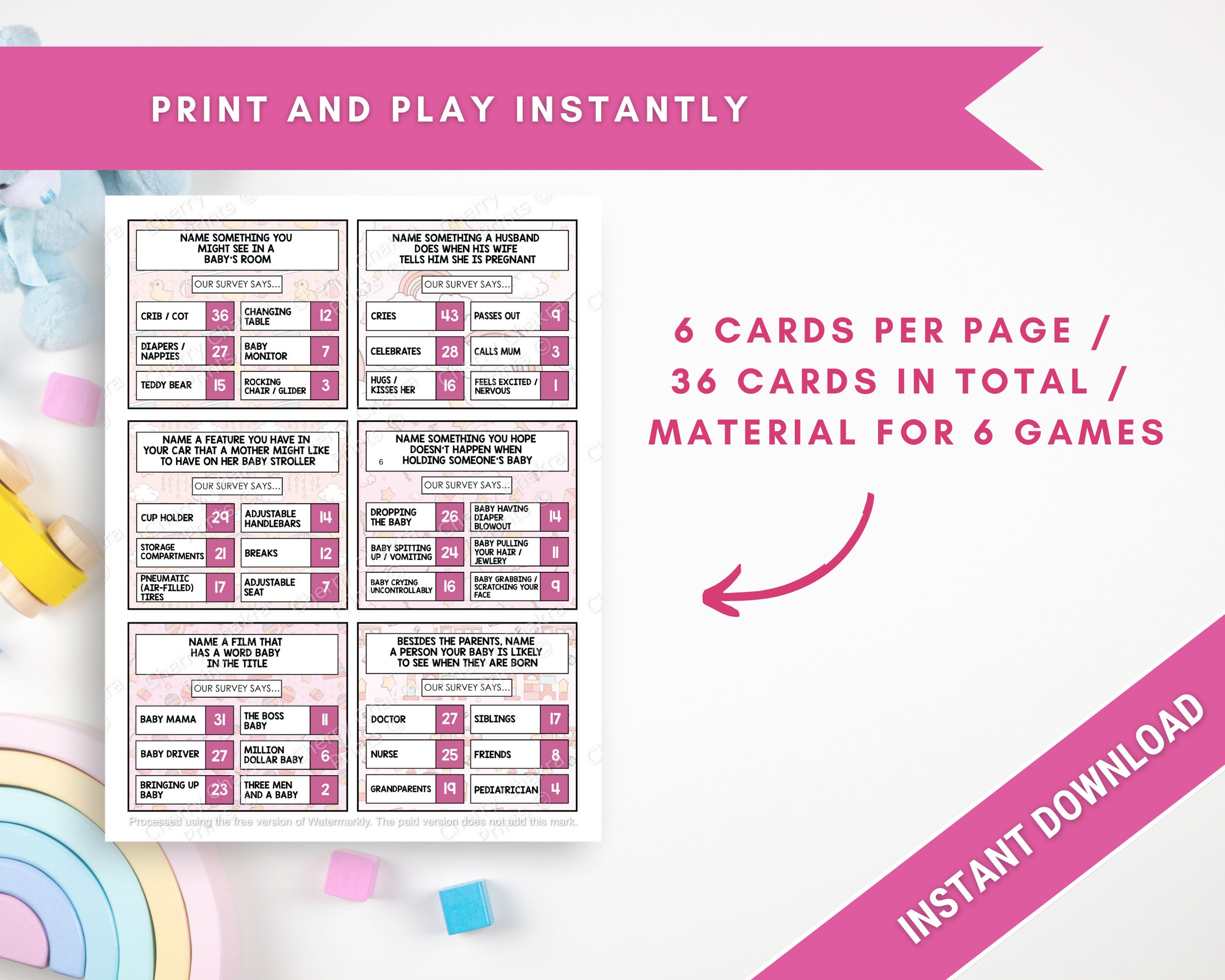 Fun Family-friendly Baby Shower Feud Game Pink - the Hilarious Party ...