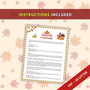 Thanksgiving 5 Second Game, Thanksgiving Family Fun Quick Trivia Party ...