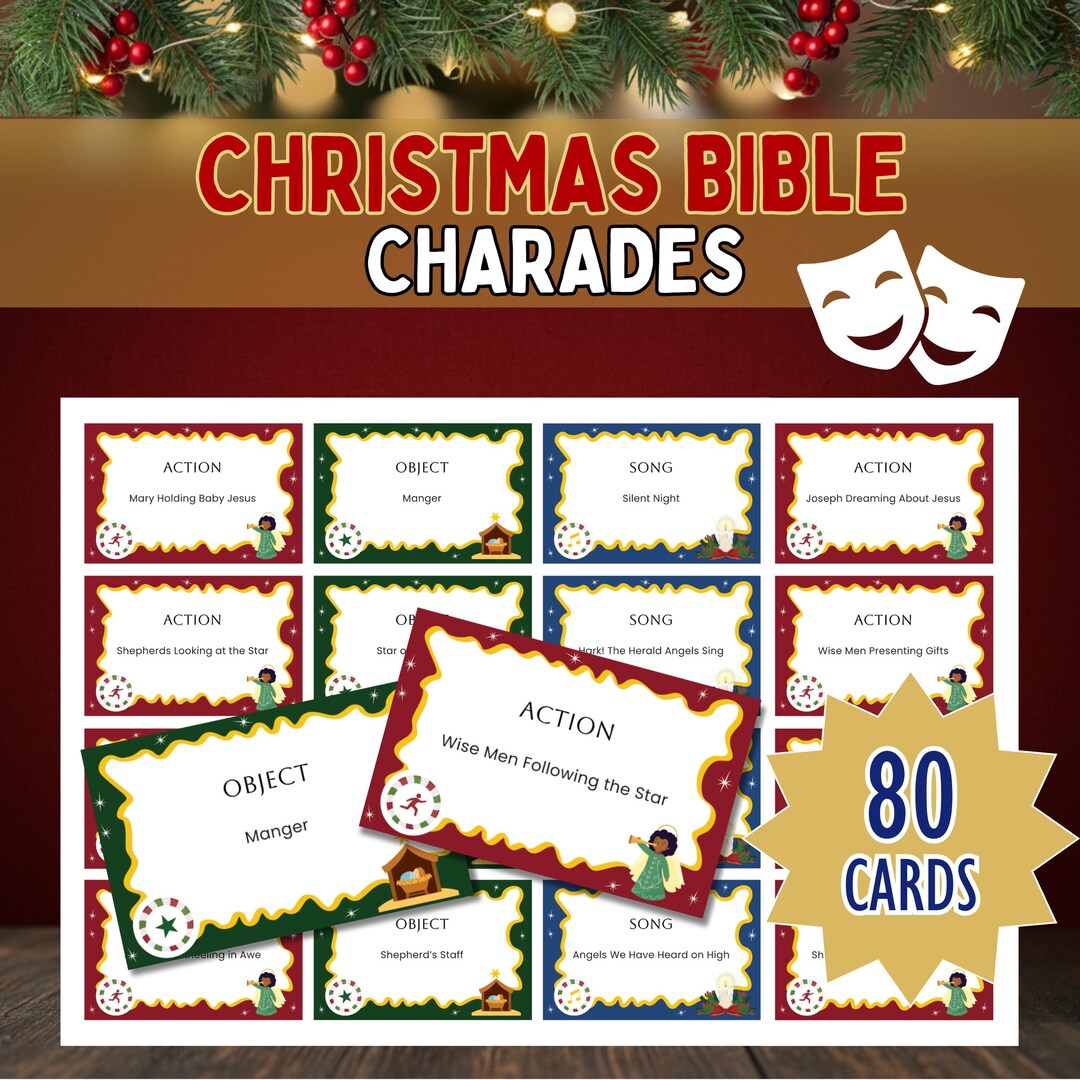 Christmas Bible Charades, Christmas Nativity Pictionary, Family Holiday ...