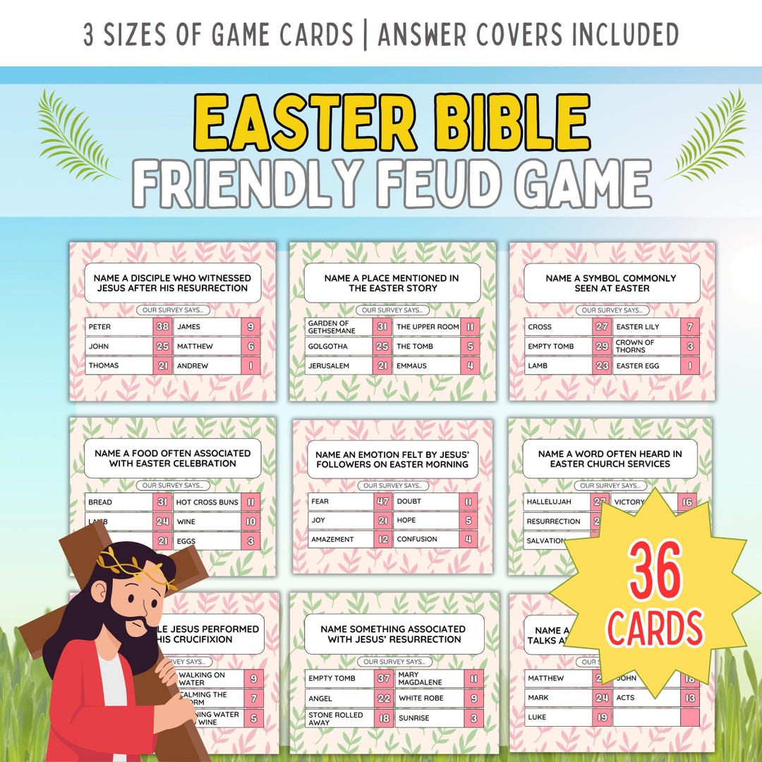 Easter Bible Feud Game, Bible Friendly Easter Feud, Family Game Night ...