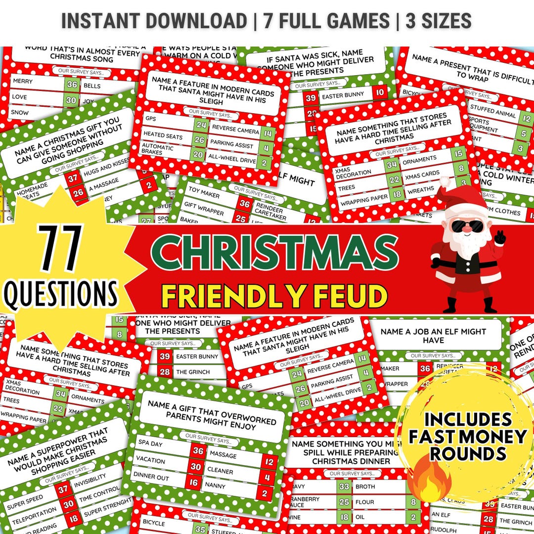 Fun Christmas Friendly Feud Game | Printable Christmas Family Group ...