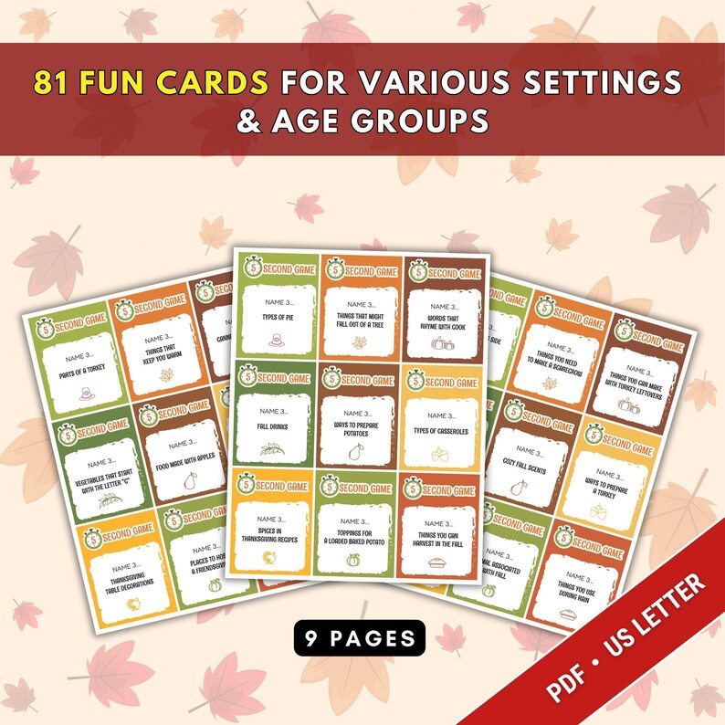 Thanksgiving 5 Second Game, Thanksgiving Family Fun Quick Trivia Party ...