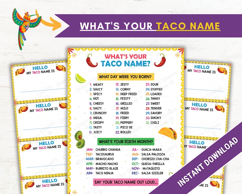 Fiesta Taco Trivia Mexican Fiesta Printable Games Tacos Fact or Fiction ...