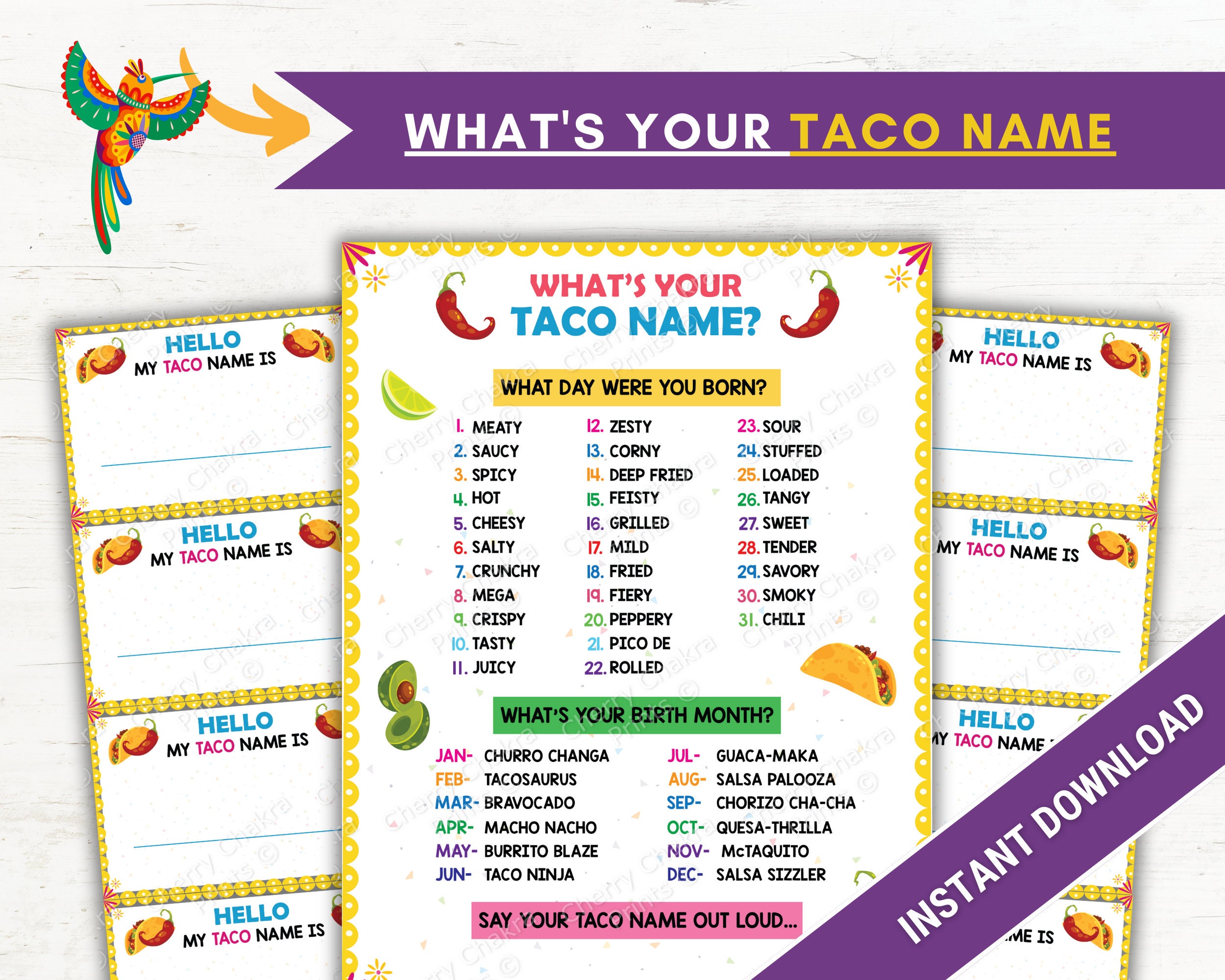 Fiesta Taco Trivia | Mexican Fiesta Printable Games | Tacos Fact or ...