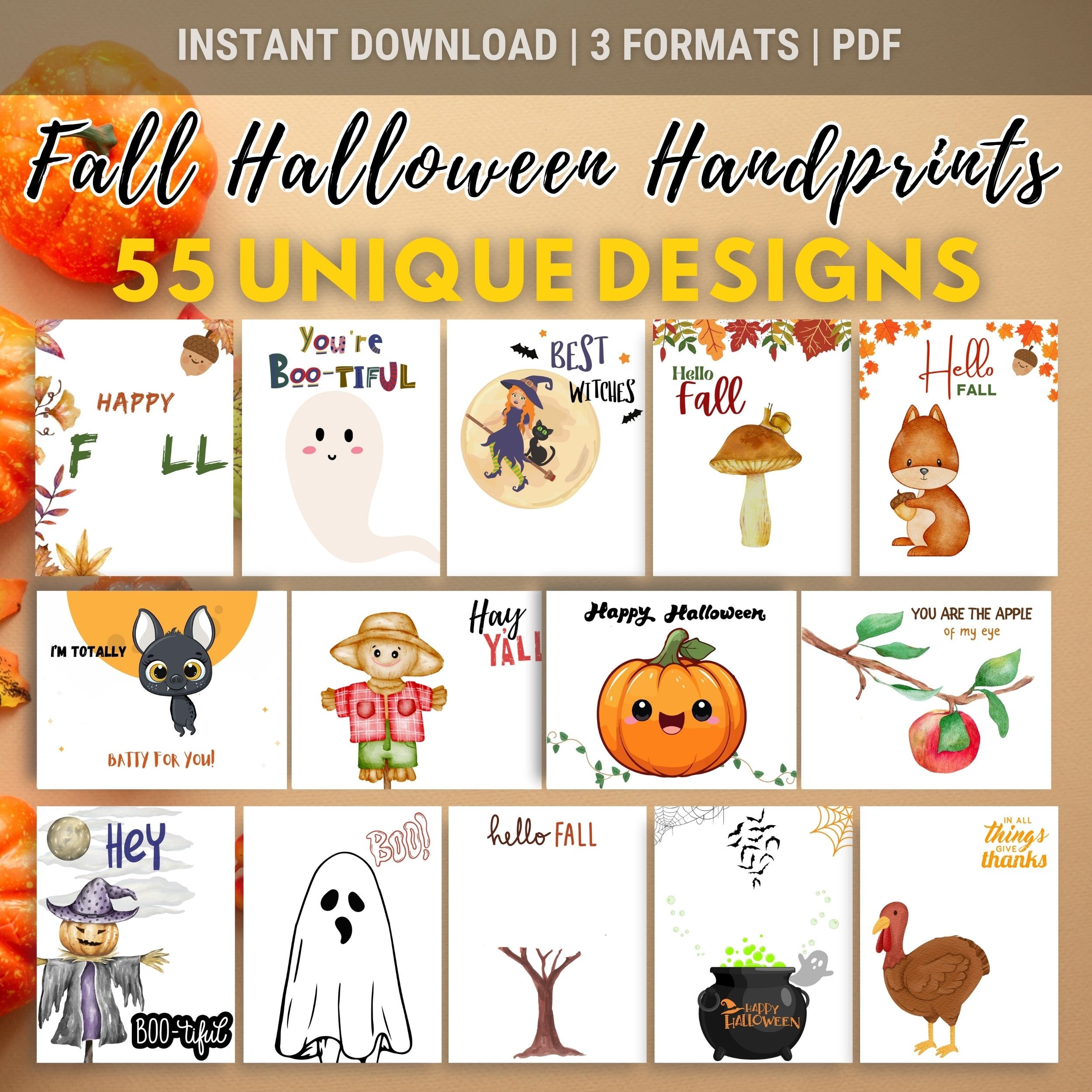Fall Handprint Craft Bundle, Fall Halloween Handprint Art, Fall Craft ...