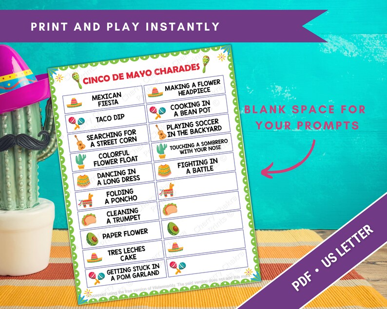 Cinco De Mayo Charades Game | Fun Cinco De Mayo Family Fiesta Party ...