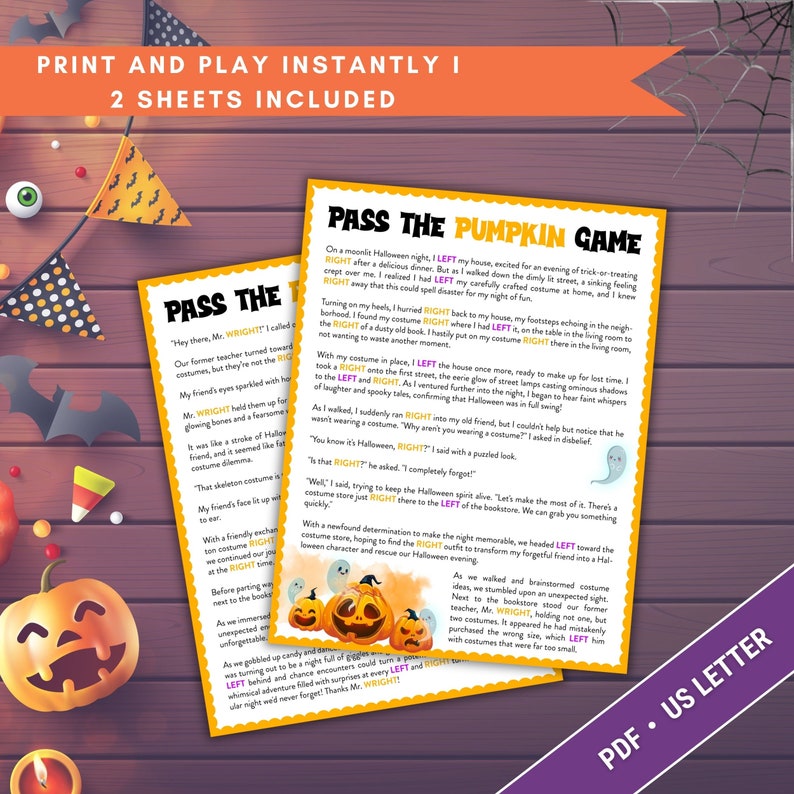 Halloween Party Pass the Pumpkin Game, Halloween Left Right Game ...