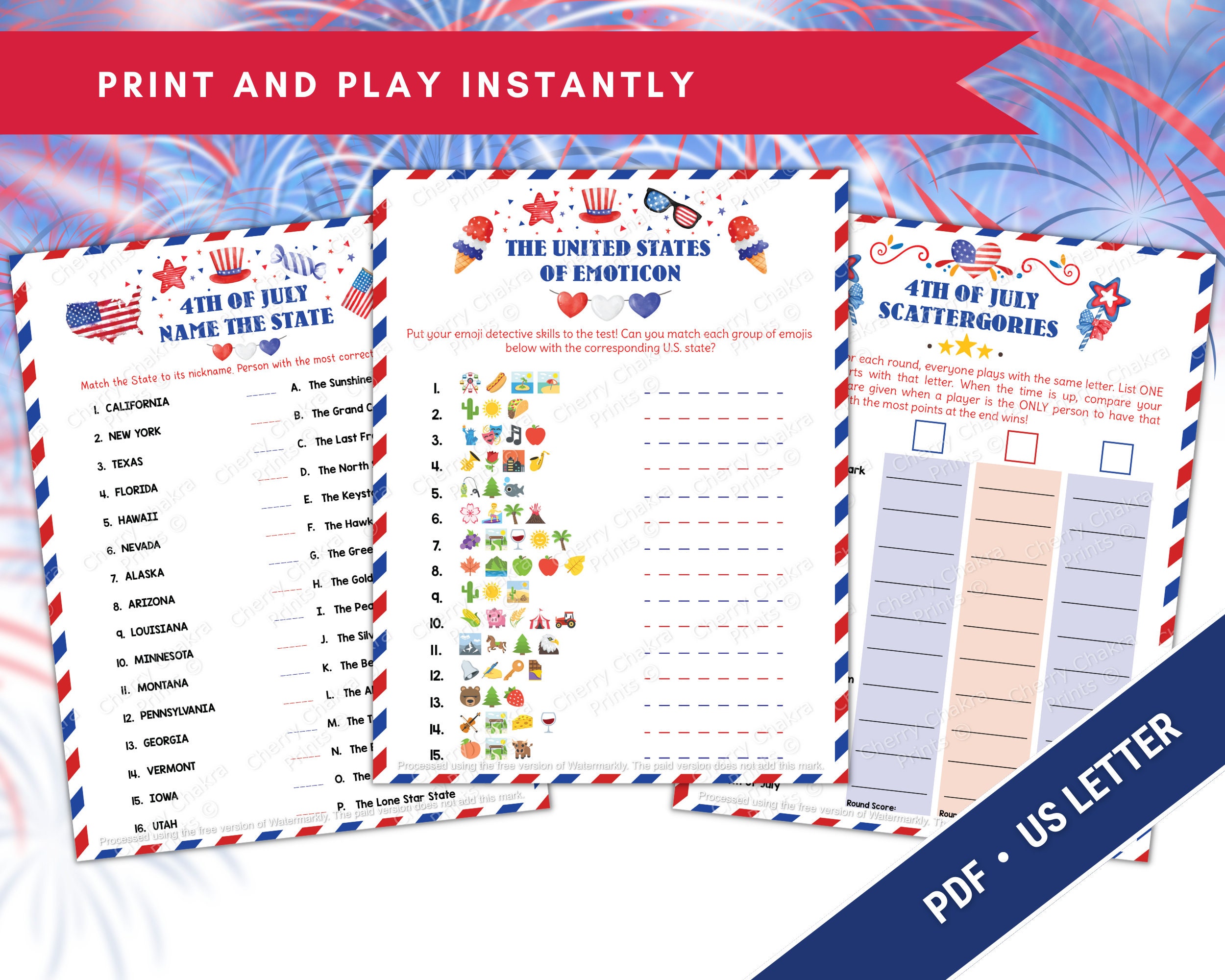 4th of July Patriotic Games Bundle, Printable Independence Day Fun ...