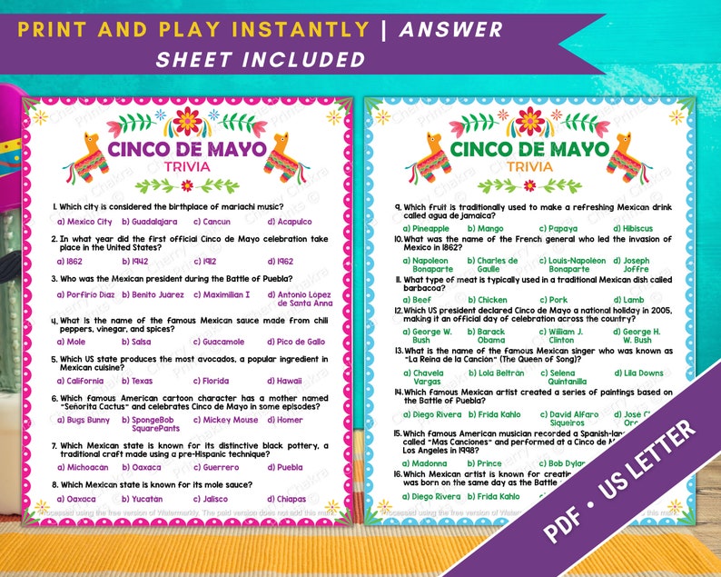 Cinco De Mayo Trivia Quiz Game | Cinco De Mayo Party Games for Family ...