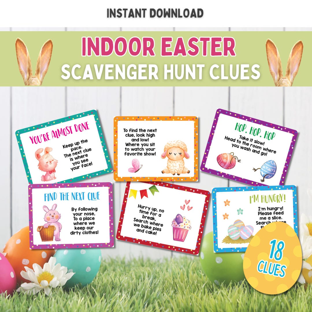 Printable Indoor Easter Scavenger Hunt for Kids | Easter Treasure Hunt ...