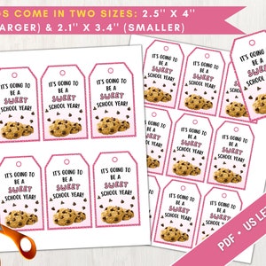 Back to School Cookies Gift Tag, First Day of School Treat Tag, PTO PTA ...