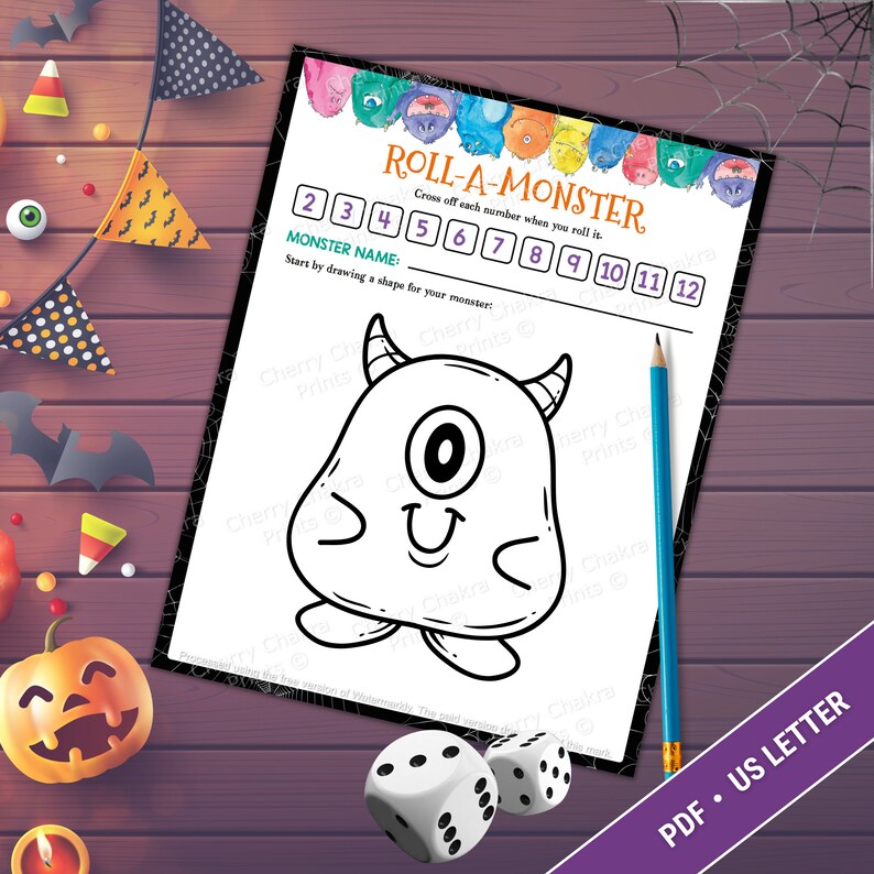 Fun Halloween Roll A Monster Dice Game | Halloween Printable Dice Game ...