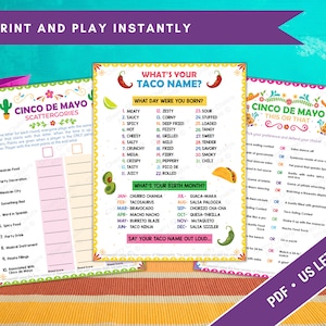 9 Cinco De Mayo Games Bundle, Printable Cinco De Mayo Fun Mexican Party ...