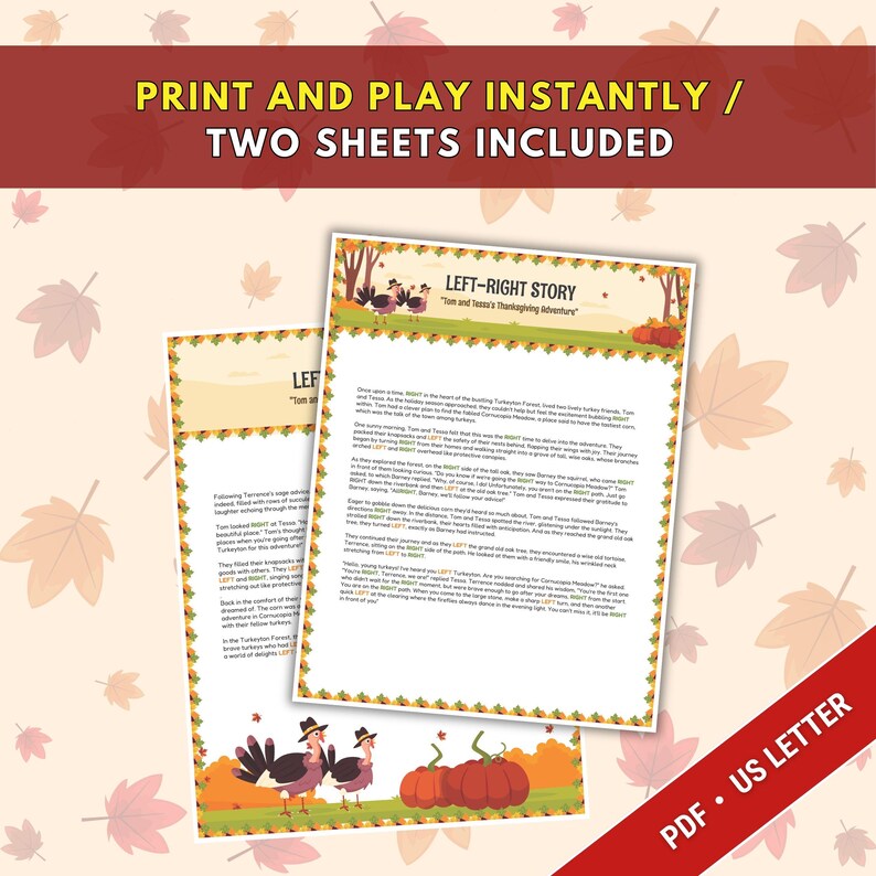 Thanksgiving Left Right Game, Thanksgiving Games Printable, 2024 ...