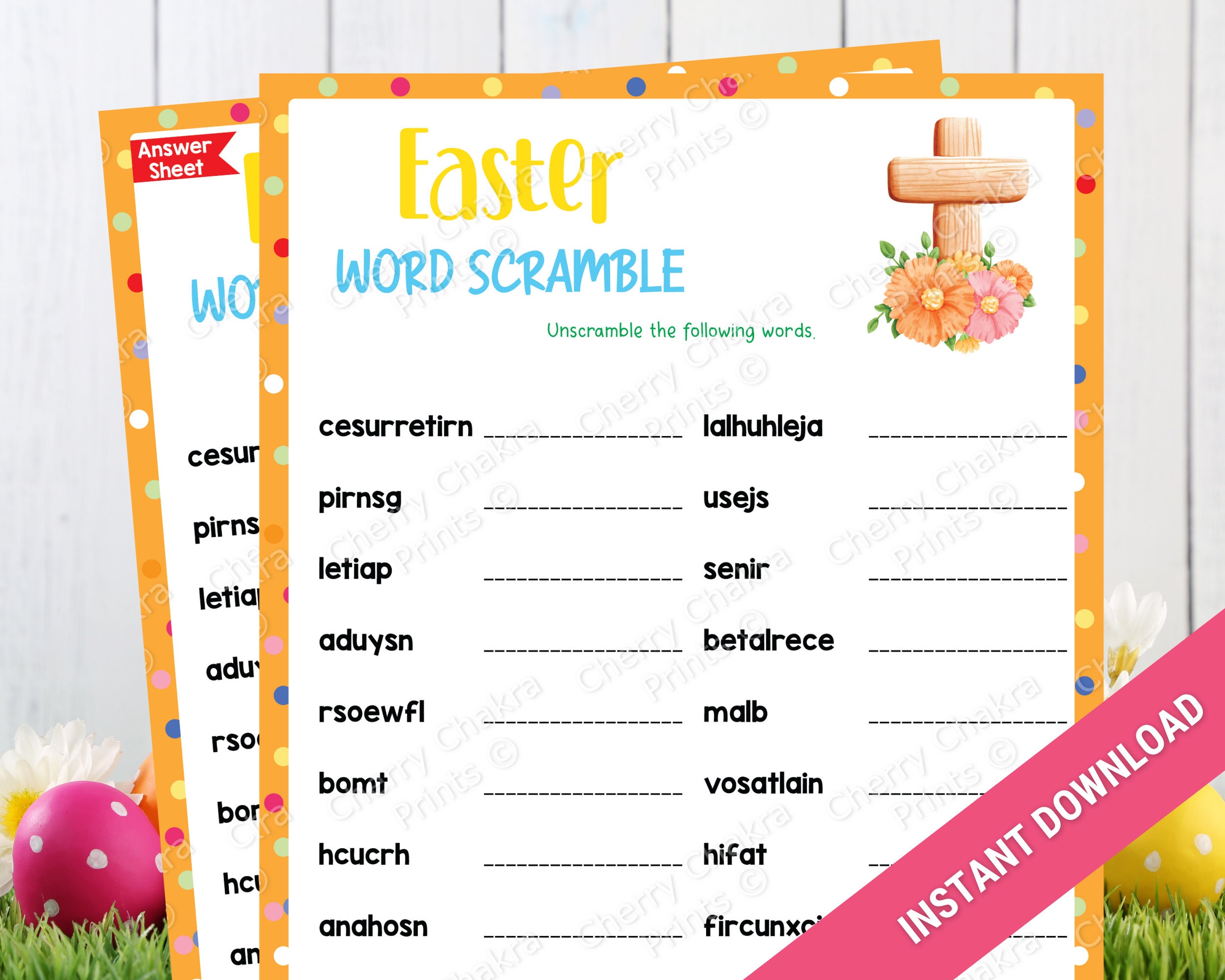 Lent Word Scramble Game Printable Christian Easter Games for Kids ...