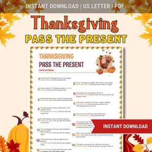 Fun Thanksgiving Pass the Present Game, Thanksgiving Game Printable ...