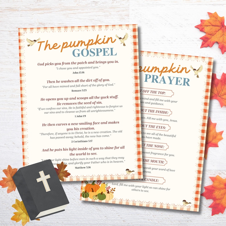 Pumpkin Gospel Printable & Pumpkin Prayer for Kids, Fall Christian ...