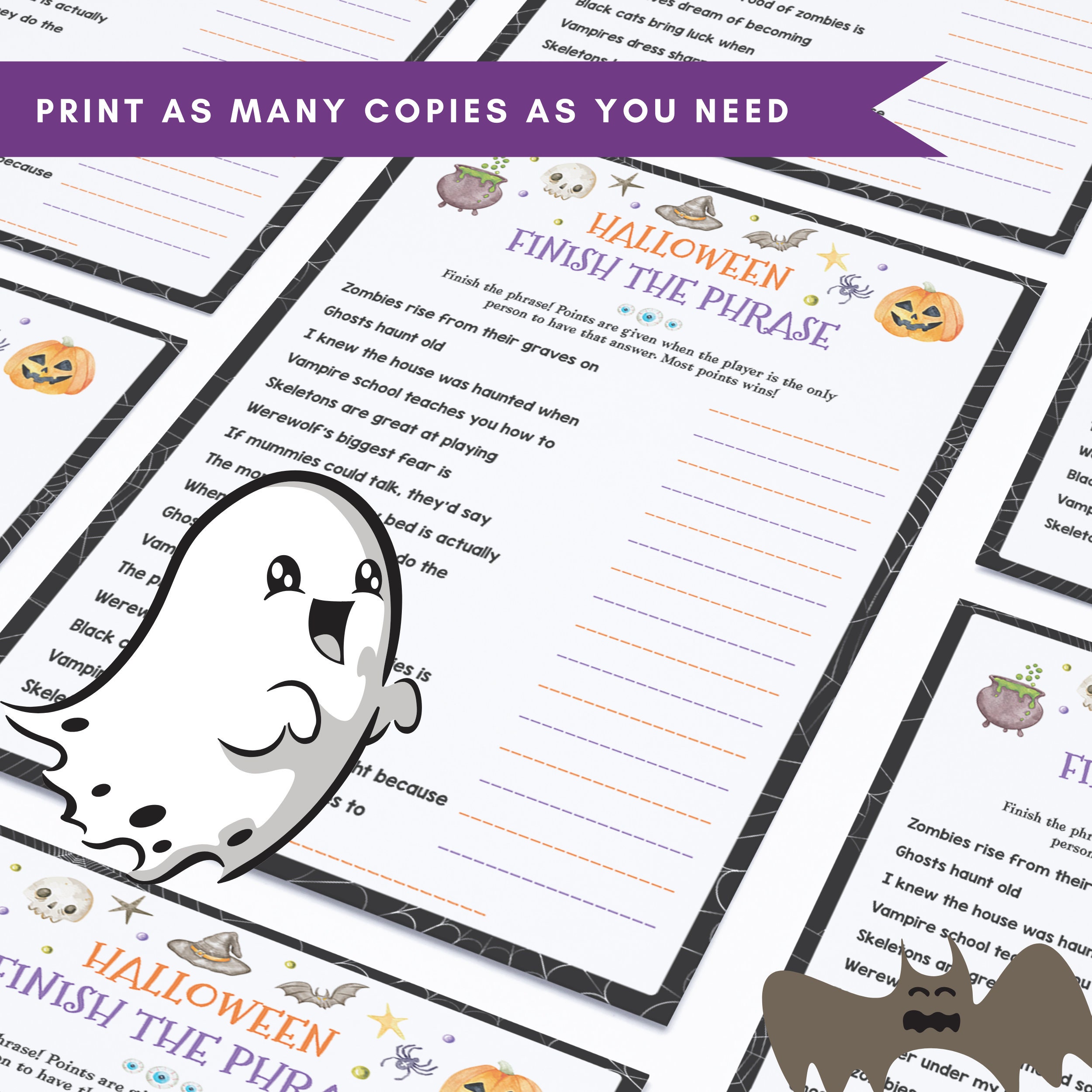 Halloween Finish the Phrase Game, Printable Halloween Party Game, Fun ...