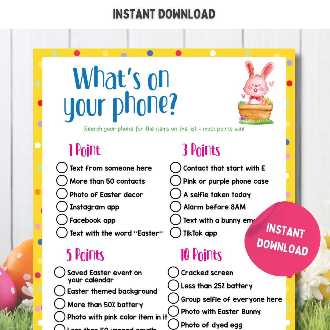 Easter Whats on Your Phone Game | Printable Easter Games | Family Game ...