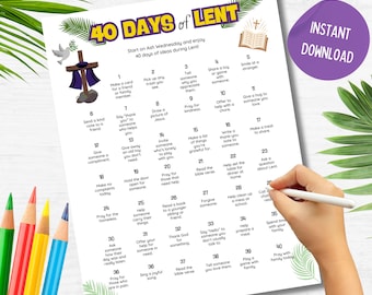 40 Days Lent Countdown Calendar, 40 Days of Prayer Lent, Kids Lenten ...