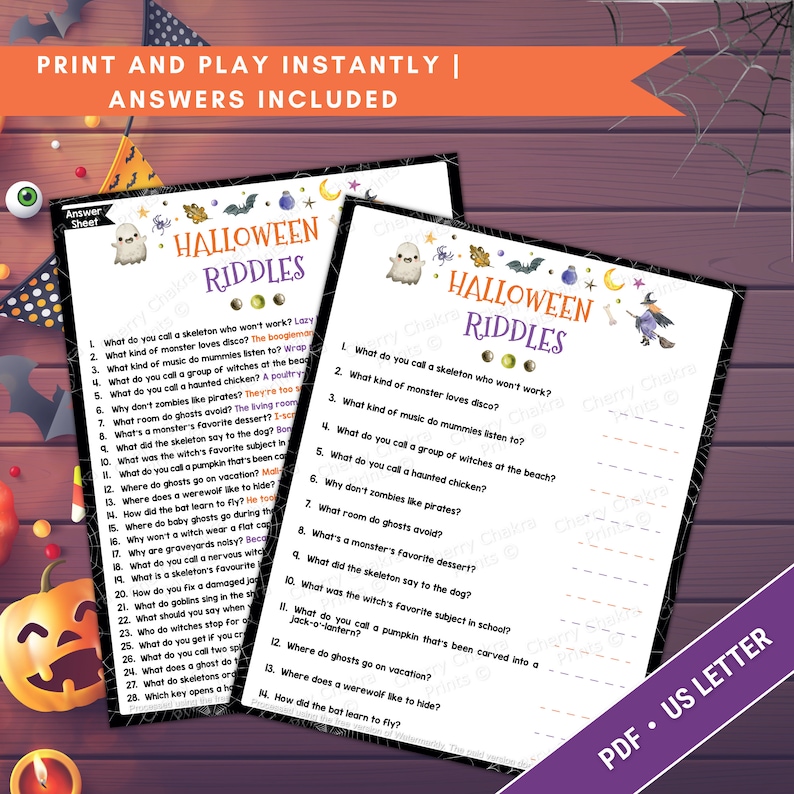 Halloween Riddle Me This Game, Fun Halloween Trivia Quiz Game ...