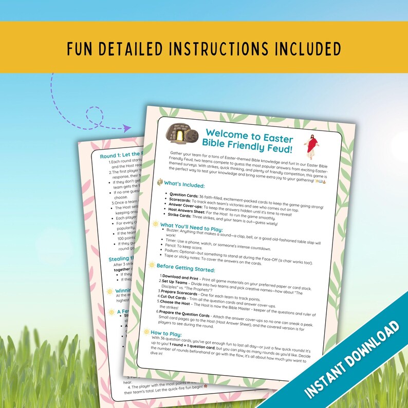 Easter Bible Feud Game, Bible Friendly Easter Feud, Family Game Night ...