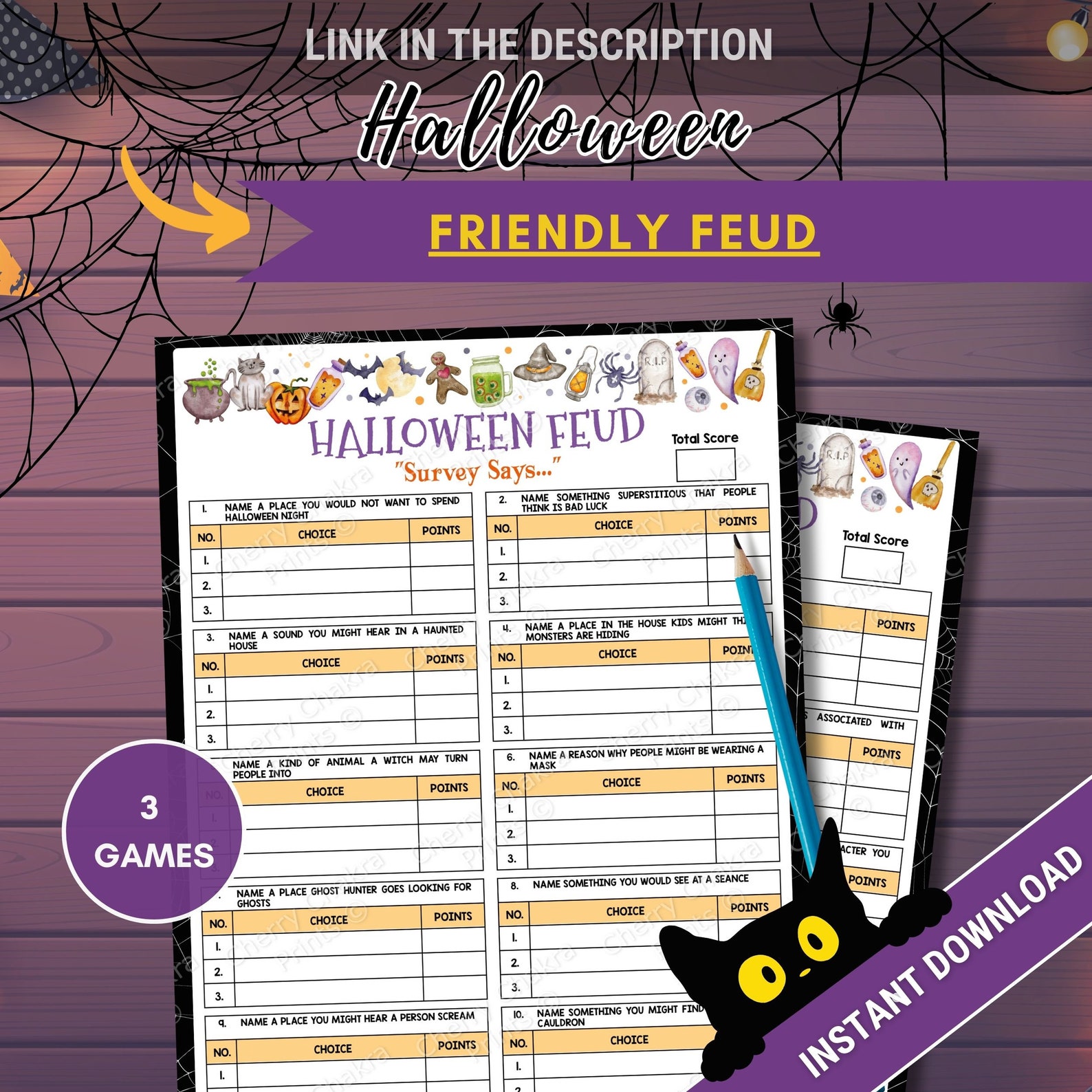 Halloween Scattergories Game, Printable Halloween Game, Halloween Word ...