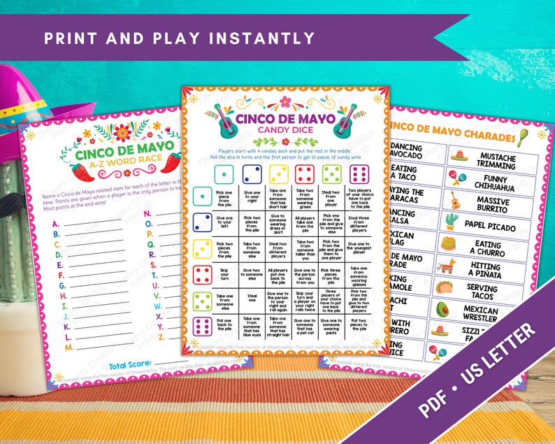 9 Cinco De Mayo Games Bundle, Printable Cinco De Mayo Fun Mexican Party ...