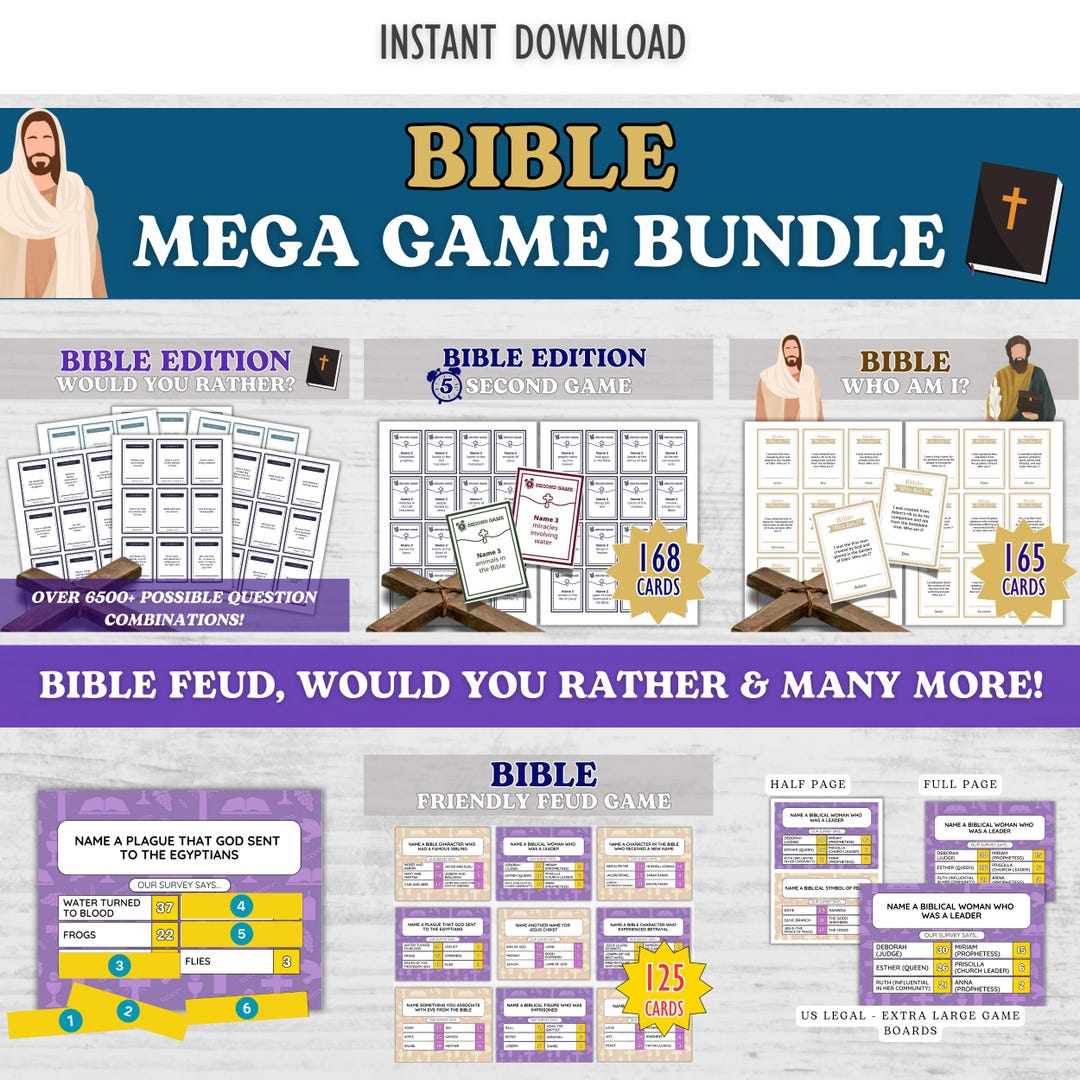 Bible Mega Game Bundle | 4 Fun Printable Christian Games for Kids ...