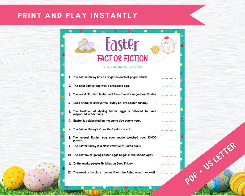 Easter Fact or Fiction Game | Printable Easter Games for Kids & Adults ...