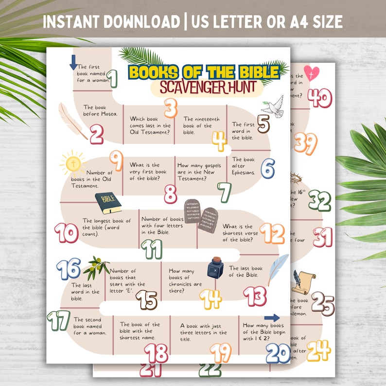 Books of the Bible Scavenger Hunt Game | Printable Bible Activity for ...