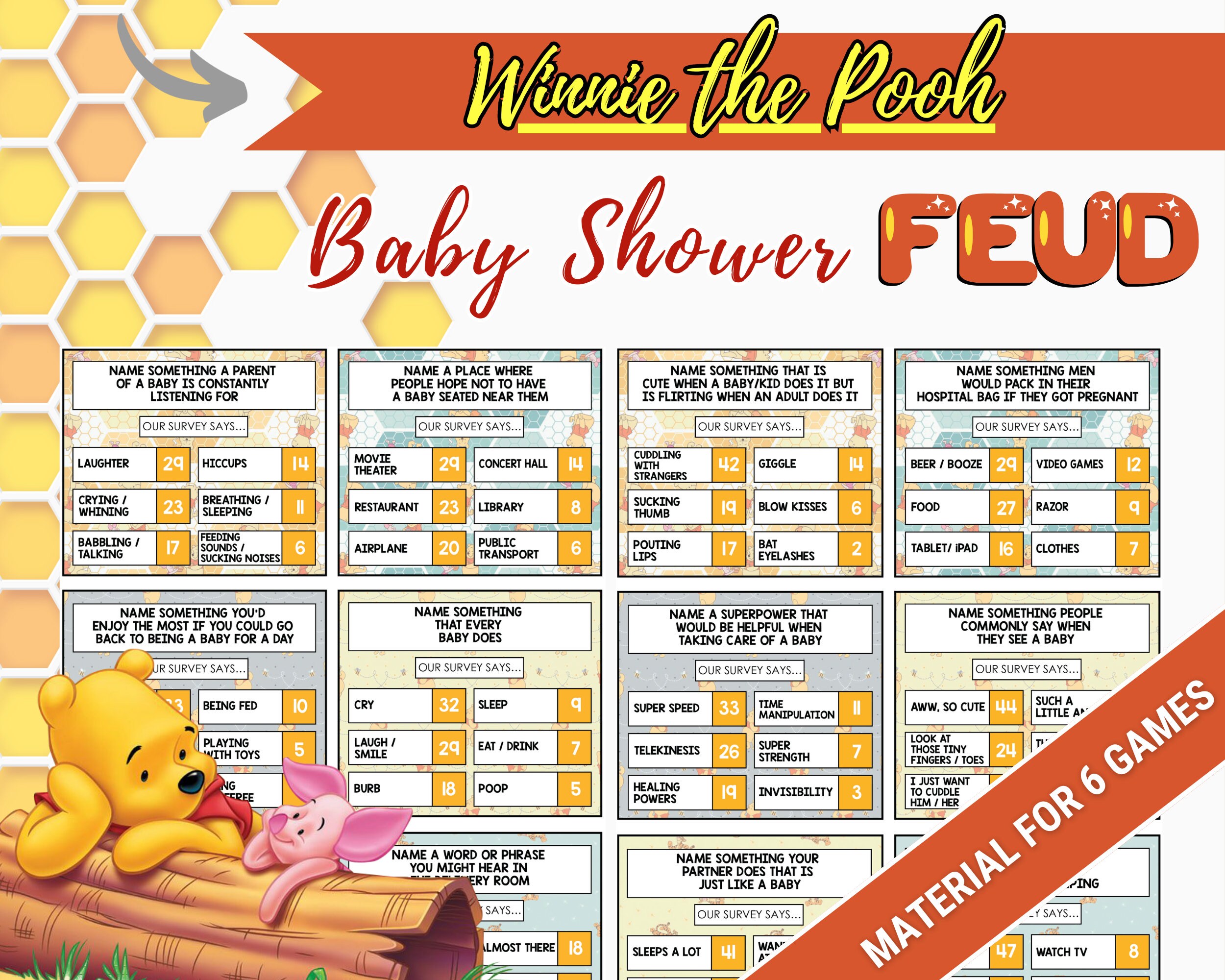 Fun Family-friendly Baby Shower Feud Game Pink - the Hilarious Party ...