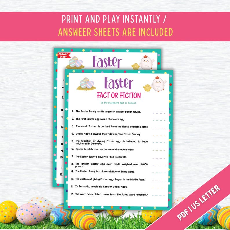 Easter Trivia Quiz Game Bundle, Printable Easter Games, Easter Activity ...