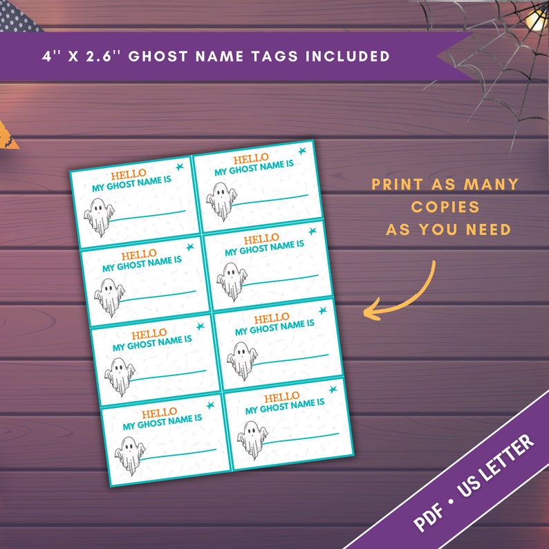 Halloween Ghost Name Game, What's Your Ghost Name Game WITH NAMETAGS ...