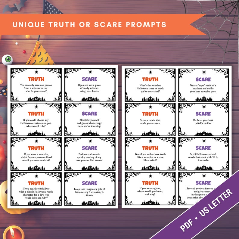 Halloween Truth or Scare Cards - the Fun Halloween Party Group Game for ...